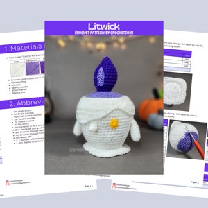 Litwick Pokemon, PDF Crochet Pattern. Plushie Amigurumi Pattern in ...