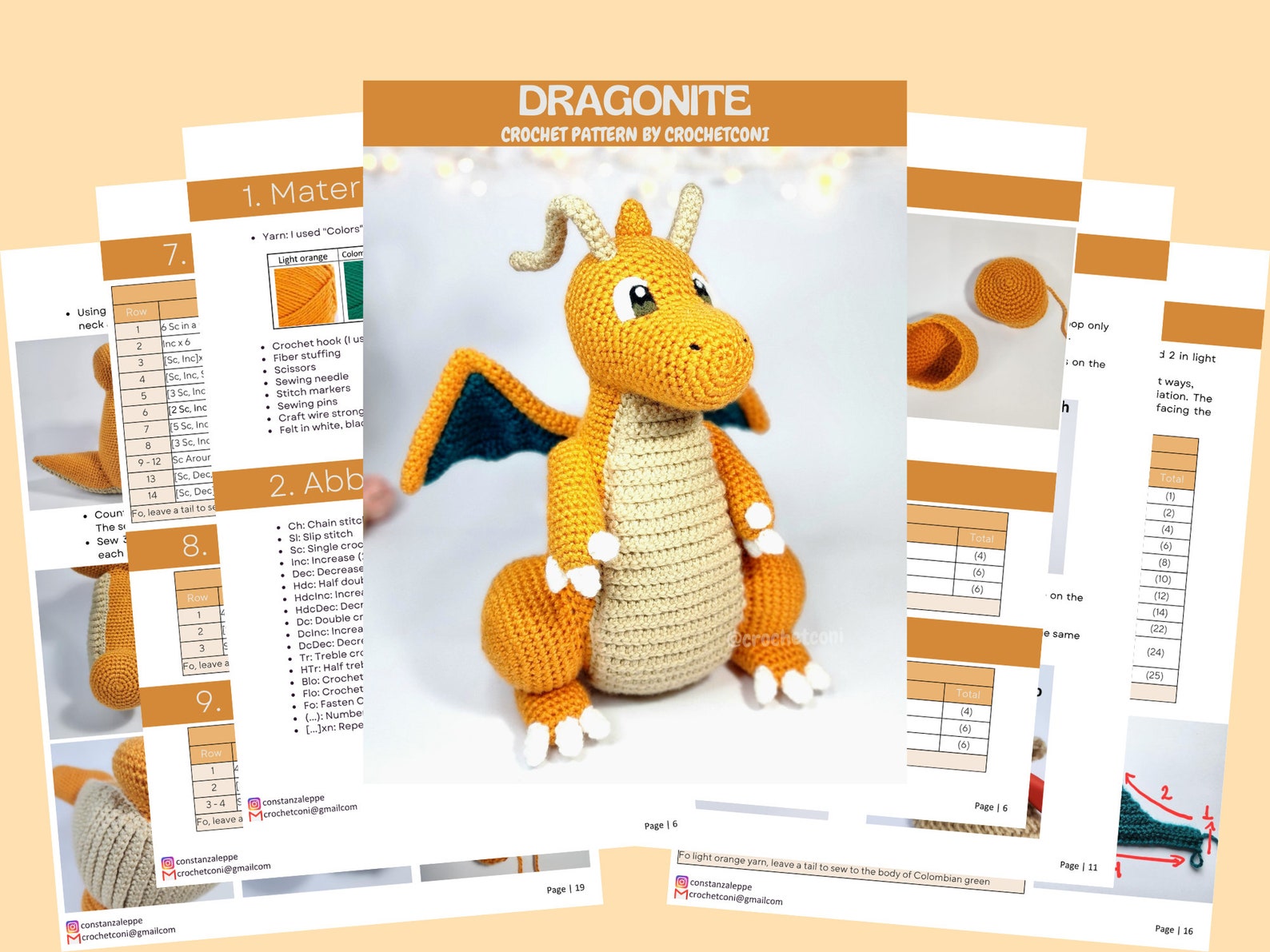 Dragonite Crochet Pattern. PDF Plushie Amigurumi Pattern in English - Etsy