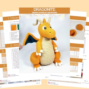 Dragonite Crochet Pattern. PDF Plushie Amigurumi Pattern in English - Etsy