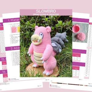 Slowbro Crochet Pattern. PDF Plushie Amigurumi Pattern in English - Etsy