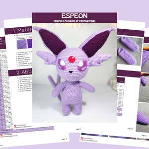 Espeon Crochet Pattern. Pokemon Plushie Amigurumi PDF Pattern in ...
