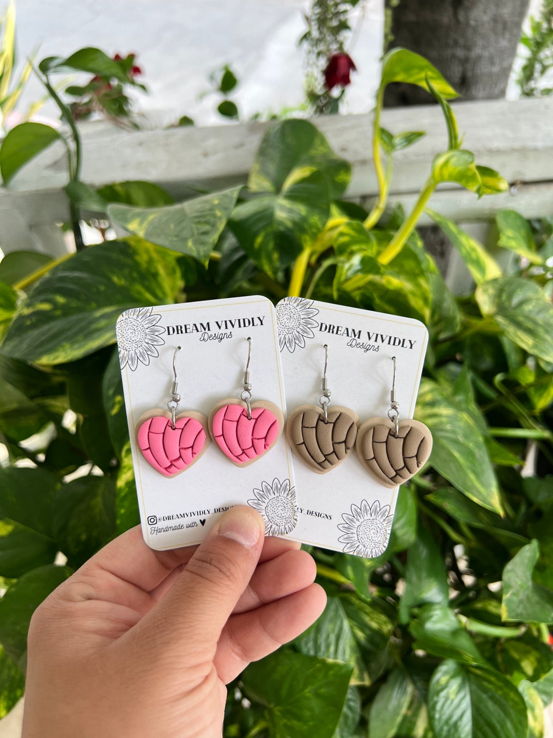 Heart Concha Earrings Polymer Clay Pan Dulce Sweet Bread Lightweight - Etsy