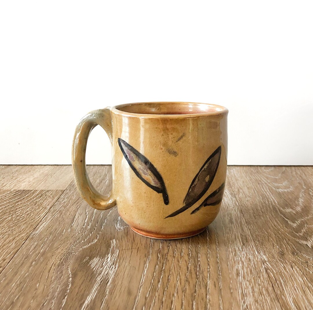 Vintage Hand Painted Leaf Mug - Etsy