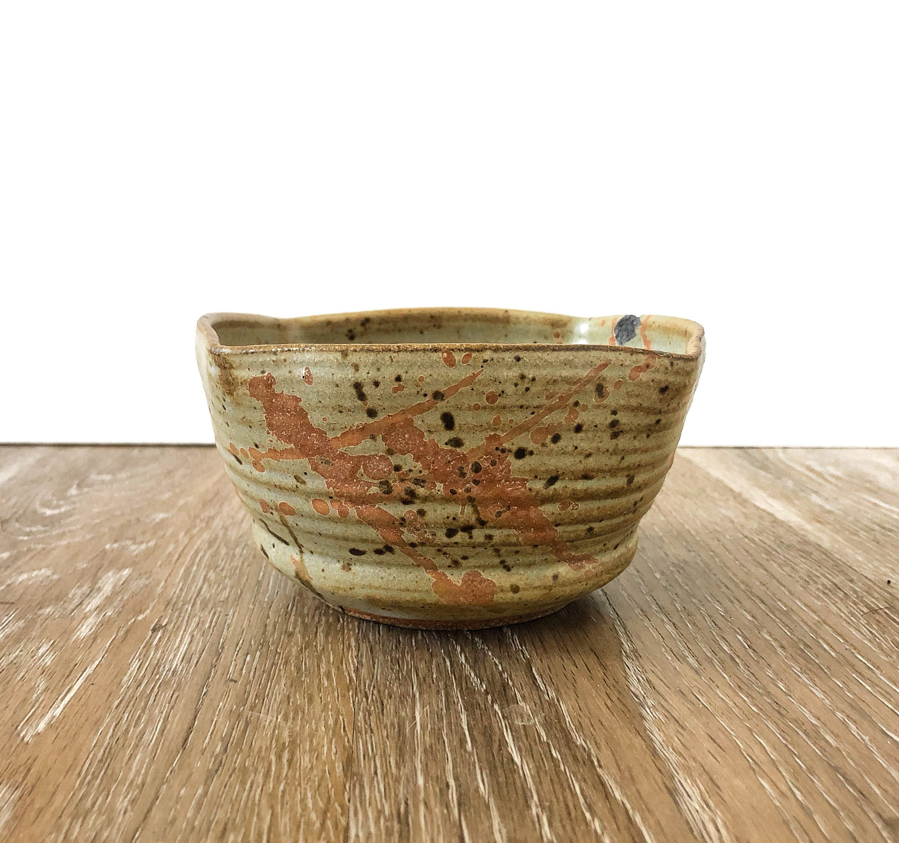 Vintage Handmade Stoneware Bowl with Splatter Glaze | Etsy