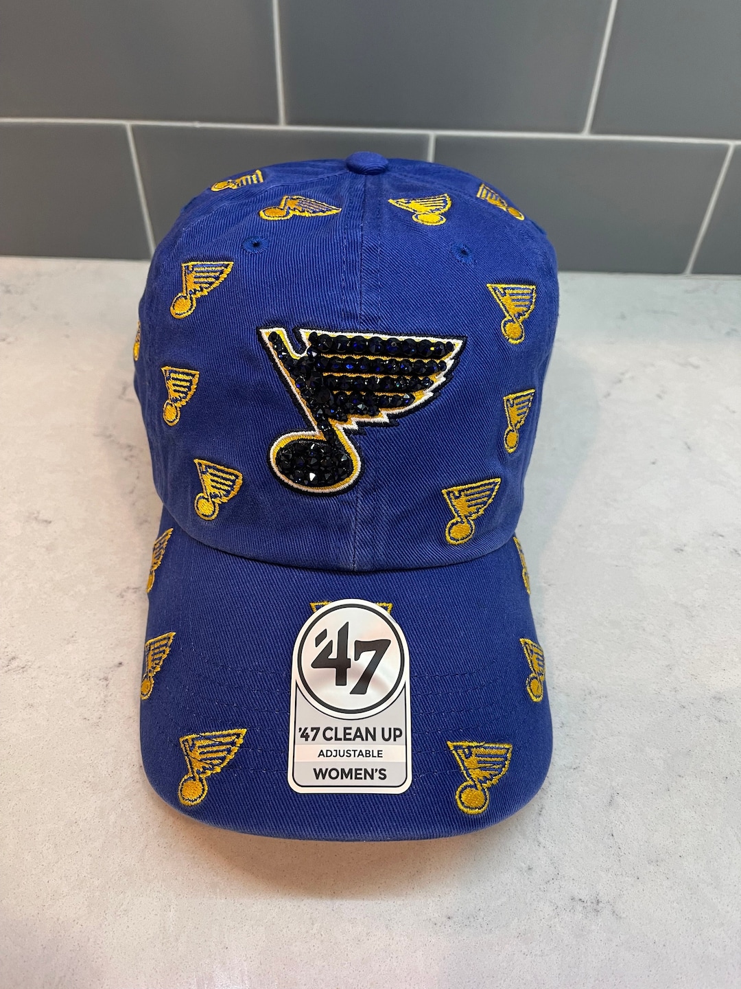 Blue STL Blues Confetti Swarovski Crystal Hat - Bling St. Louis Blues ...