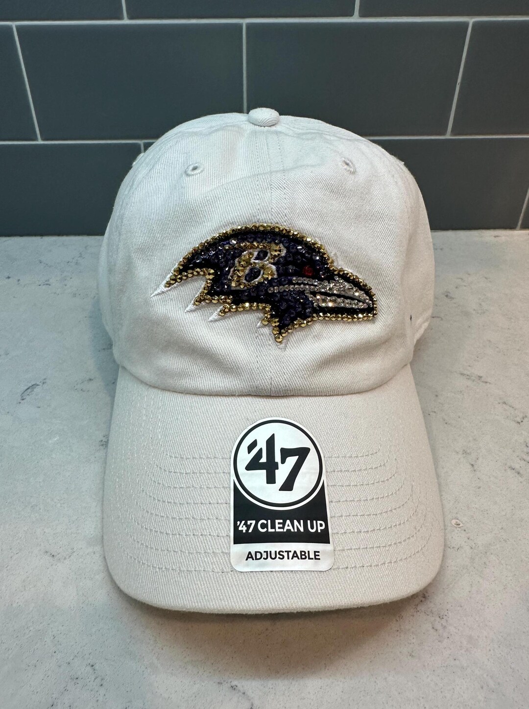 White Baltimore Ravens Swarovski Crystal Hat - Bling Ravens Hat ...