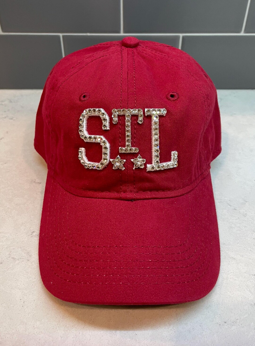 Red STL Swarovski Crystal Hat - St. Louis Caps - Sparkle STL Hats - Etsy