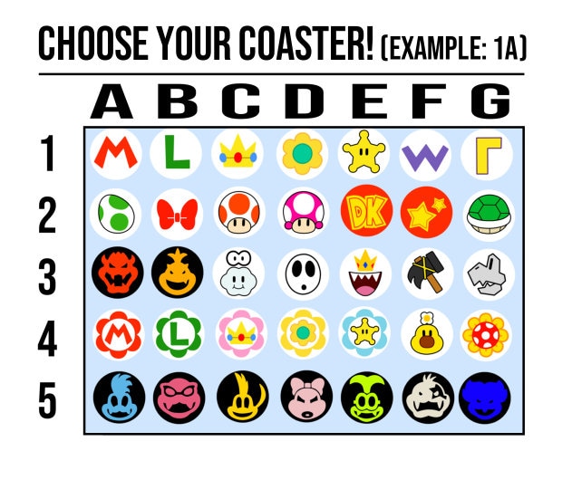 Super Mario Character Emblems Epoxy Resin Wood Coasters for - Etsy