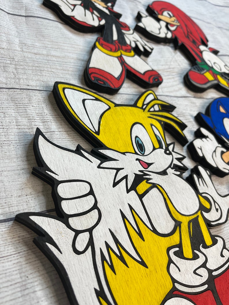 Sonic Characters Solid Wood Sign for Game Room and Kids Room - Etsy