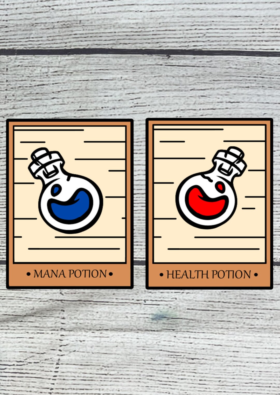 Health & Mana Potion Cards Solid Wood Sign for Wall Art - Etsy