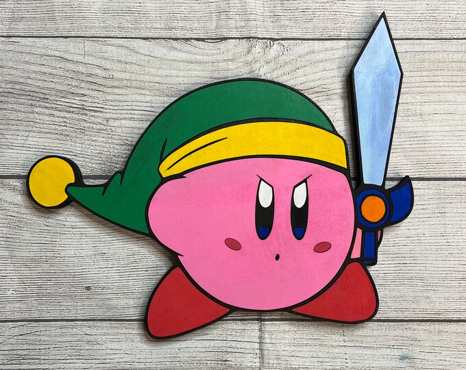 Kirby Solid Wood Sign for Wall Art, Gaming Decor, Game Room, Mancave ...