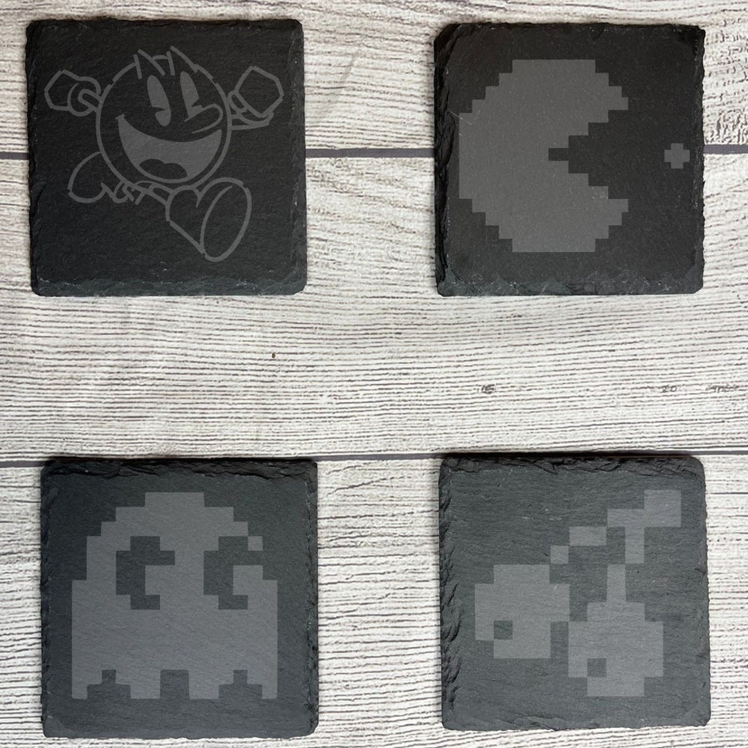 Retro Gaming Slate Coasters (set of 4), Laser Engraved Coasters for ...
