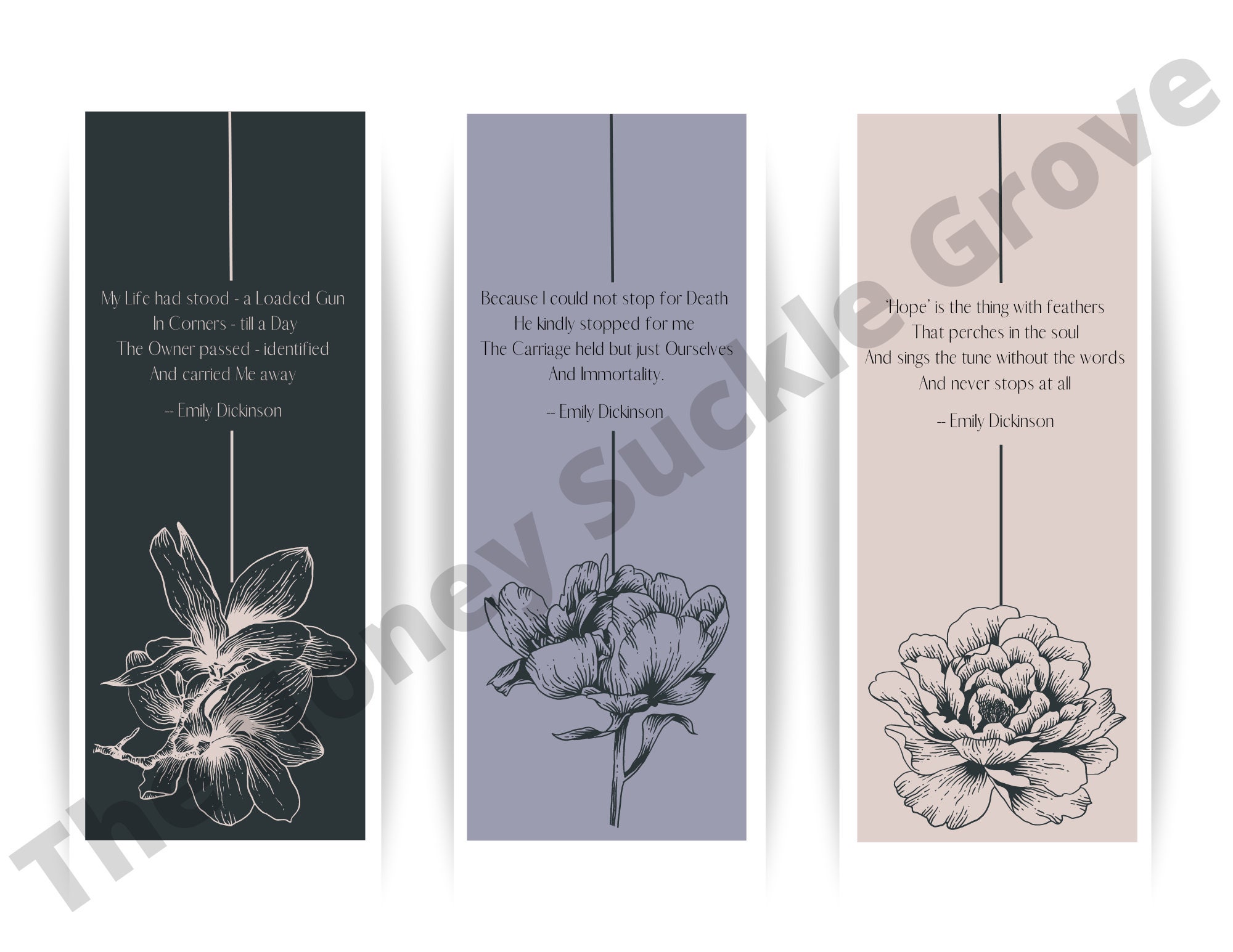Emily Dickinson Digital Bookmark Set of 3 Insect Bookmark - Etsy