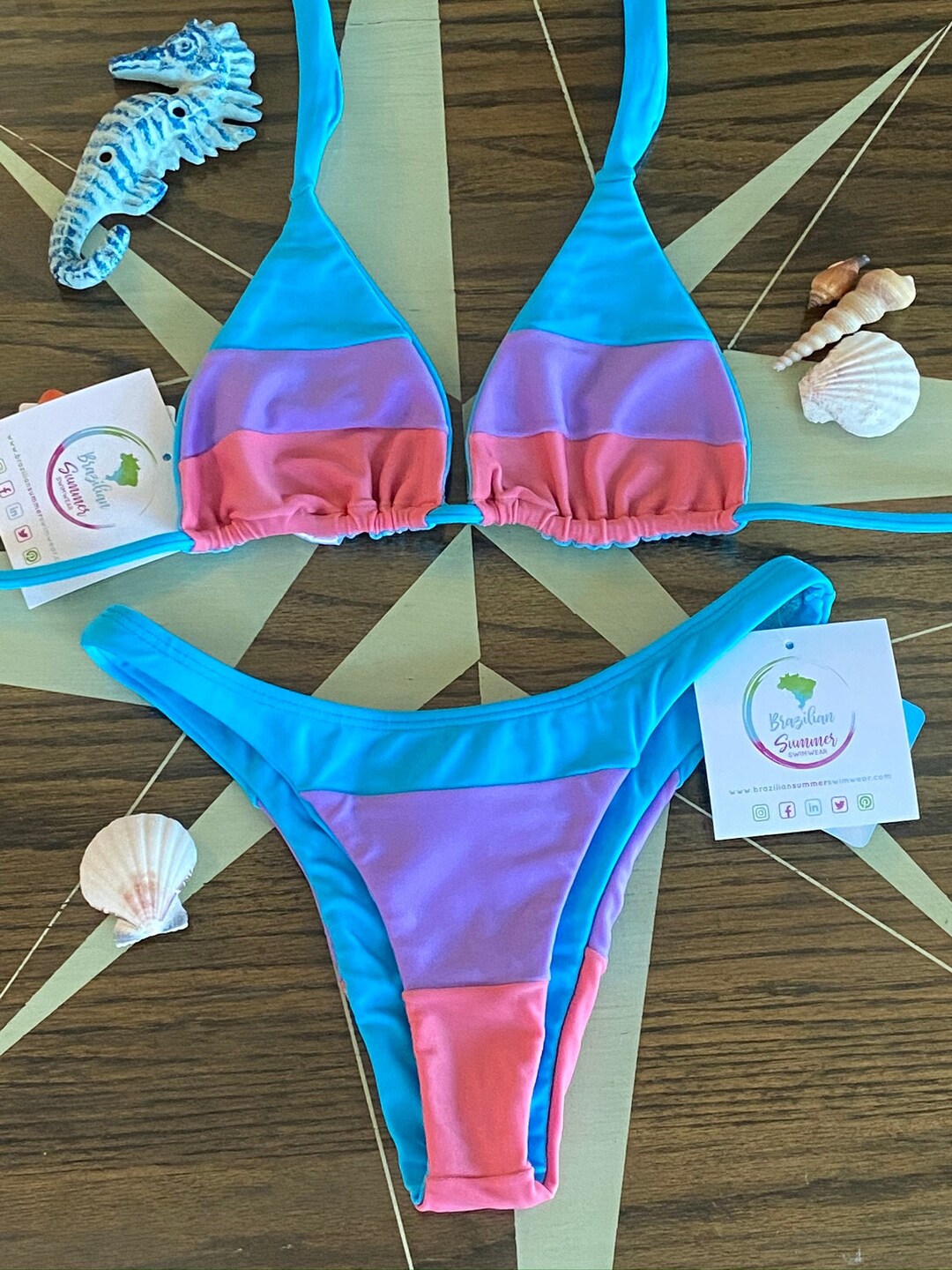 Brazilian Color Block Bikini Set Size: S M L - Etsy