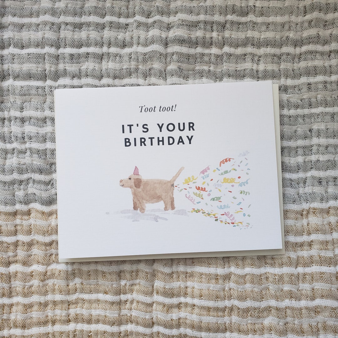 TOOT TOOT Dog Farting Confetti Birthday Card - Etsy