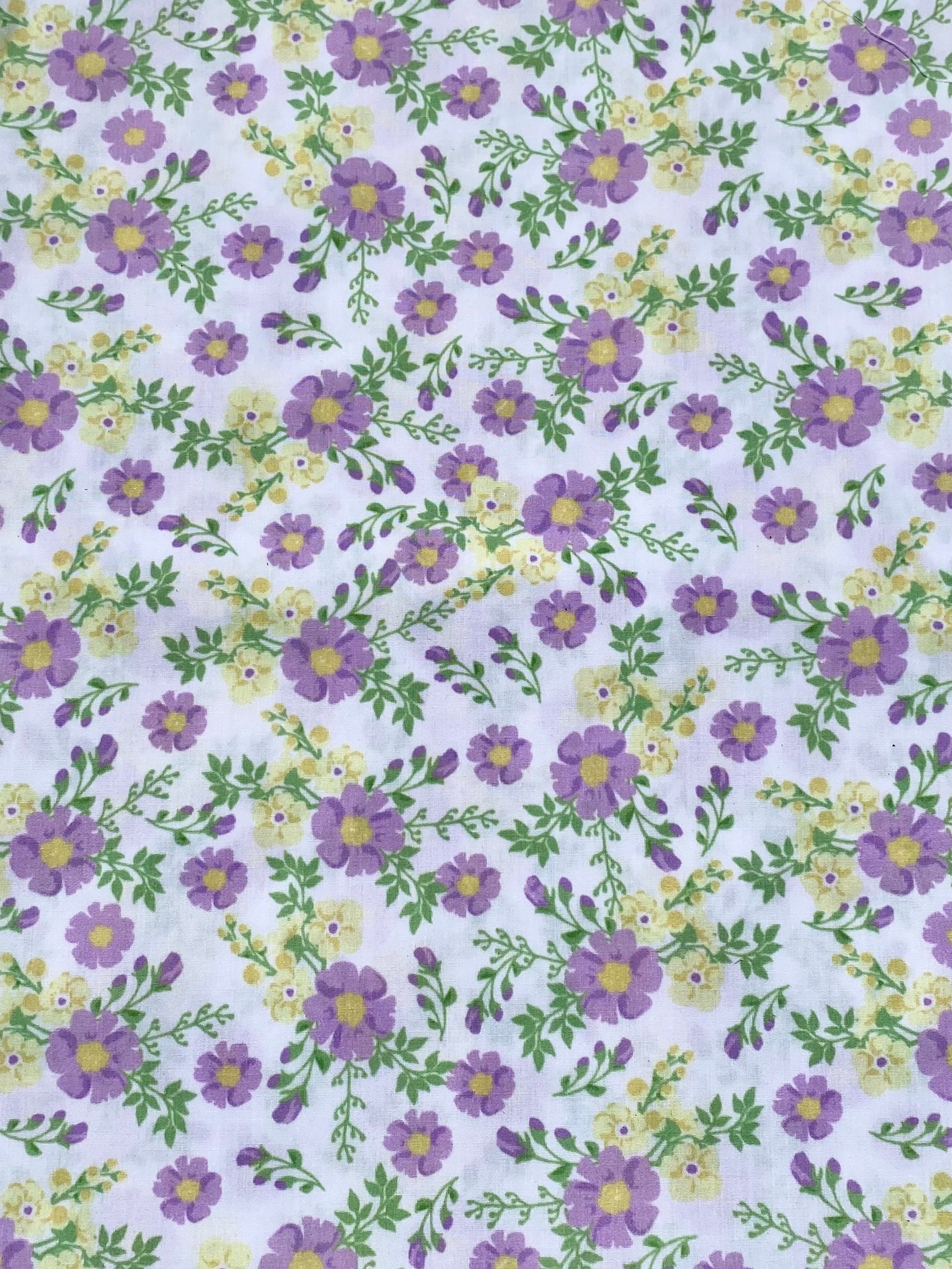 Spring Flower Fabric Small Purple and Yellow Flower Floral | Etsy