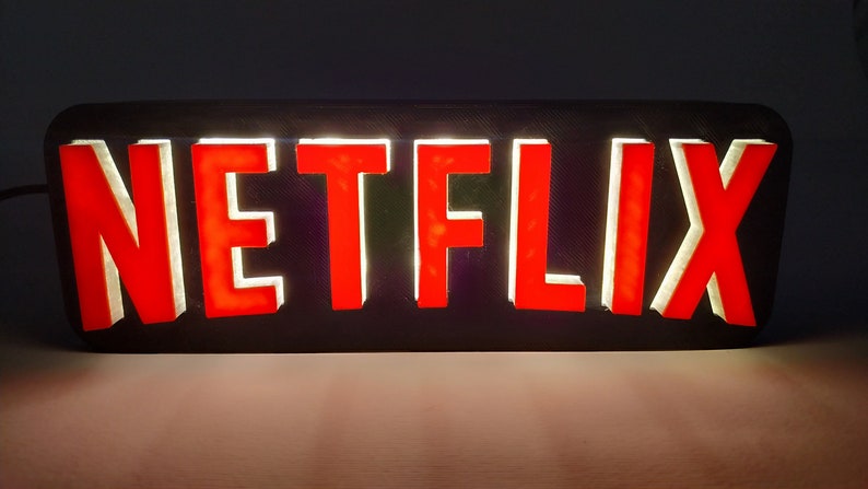 3D Printed Netflix LED Lamp: Backlit Retro Table Light - Etsy