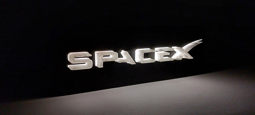 3D Printed Spacex Logo LED Lamp: Backlit Table Night Light - Etsy