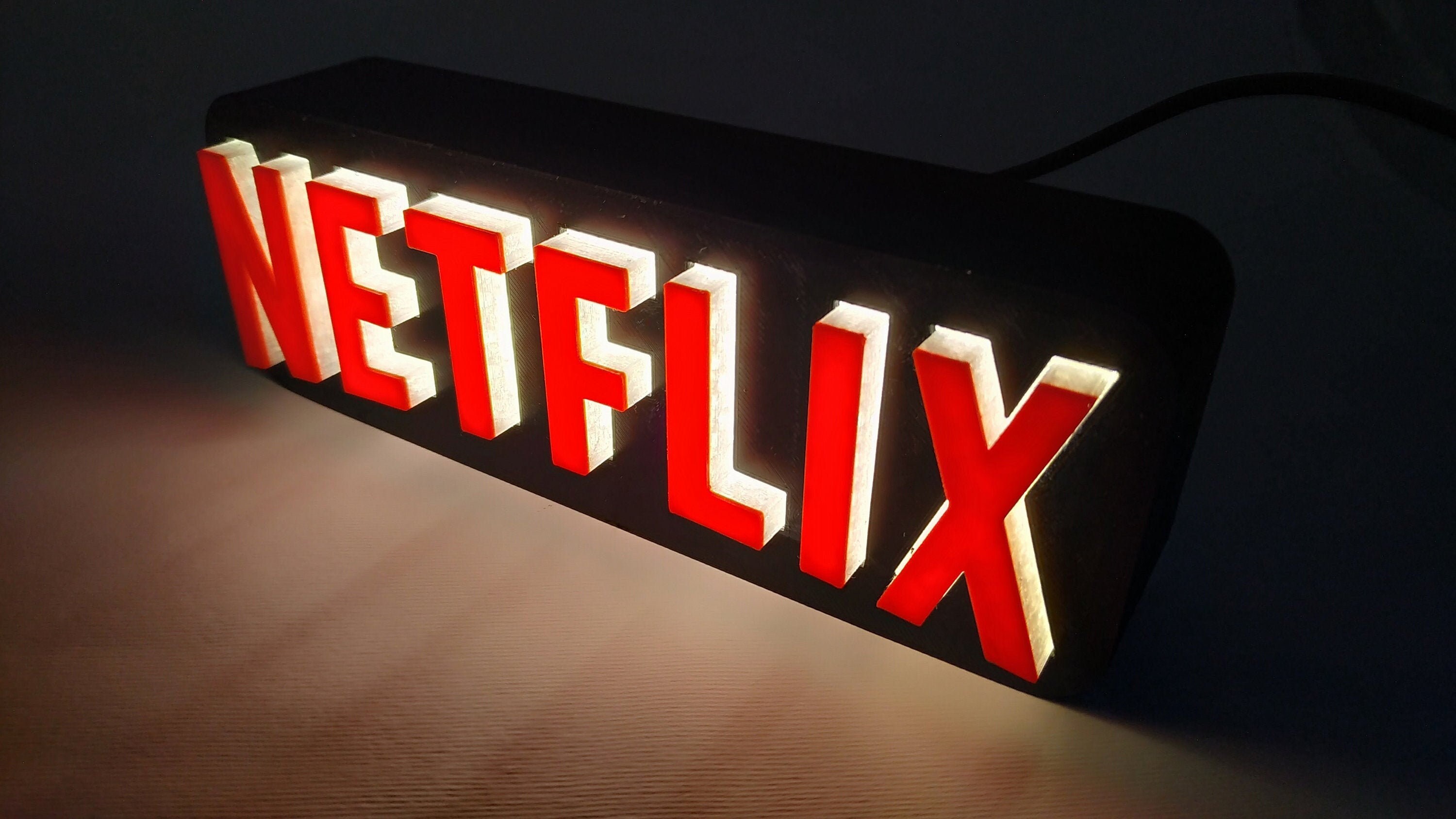 3D Printed Netflix LED Lamp: Backlit Retro Table Light - Etsy