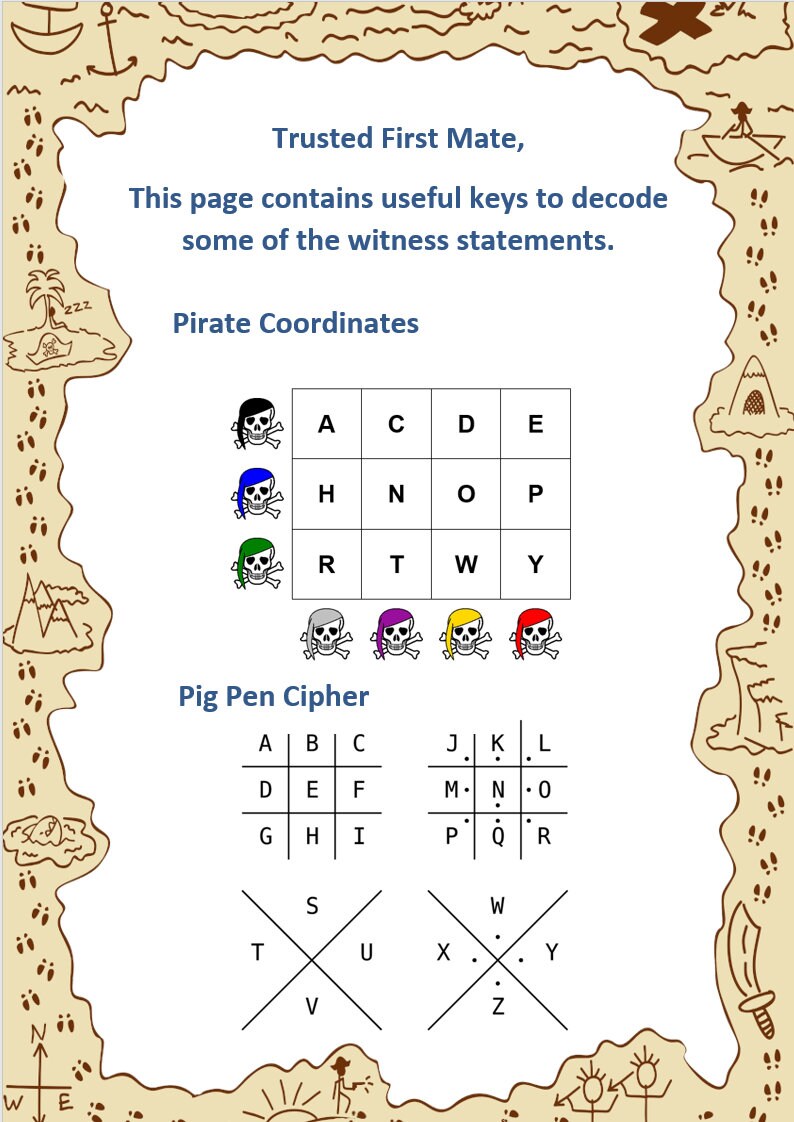 Pirate Robbery Mystery Game for Kids Instant Download | Etsy