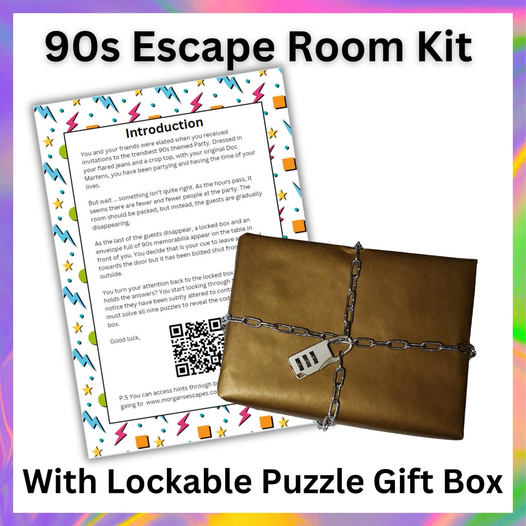 90s Escape Room Puzzle Game Kit - With Lockable Gift Box - Etsy