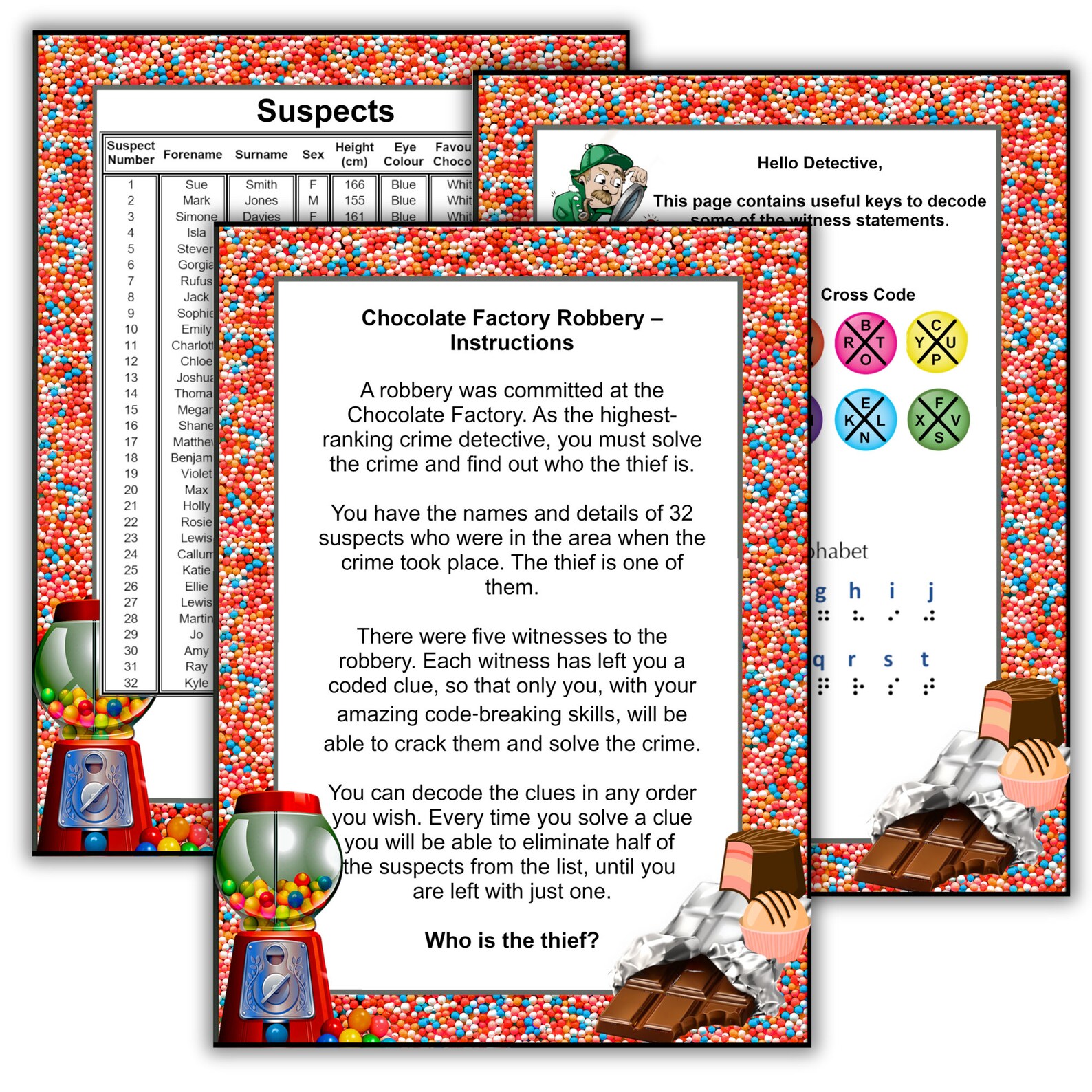 Chocolate Factory Robbery Mystery Game for Kids - Instant Download - Etsy