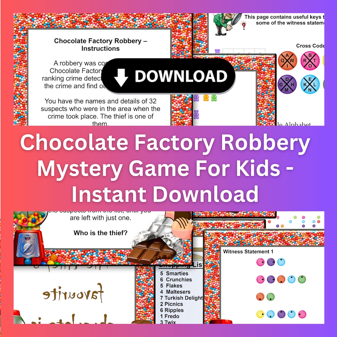 Chocolate Factory Robbery Mystery Game for Kids Instant Download - Etsy