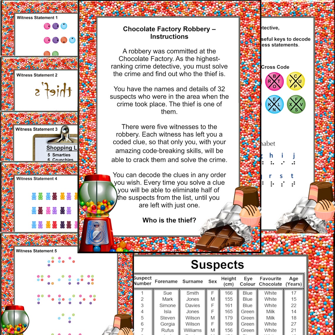 Chocolate Factory Robbery Mystery Game for Kids Instant Download - Etsy