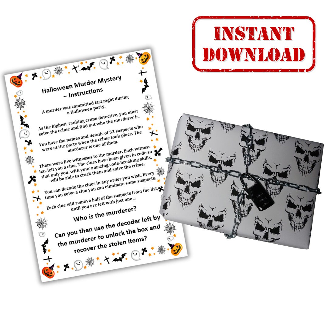 Halloween Murder Mystery Kit for Kids Escape Room Inspired Printable ...
