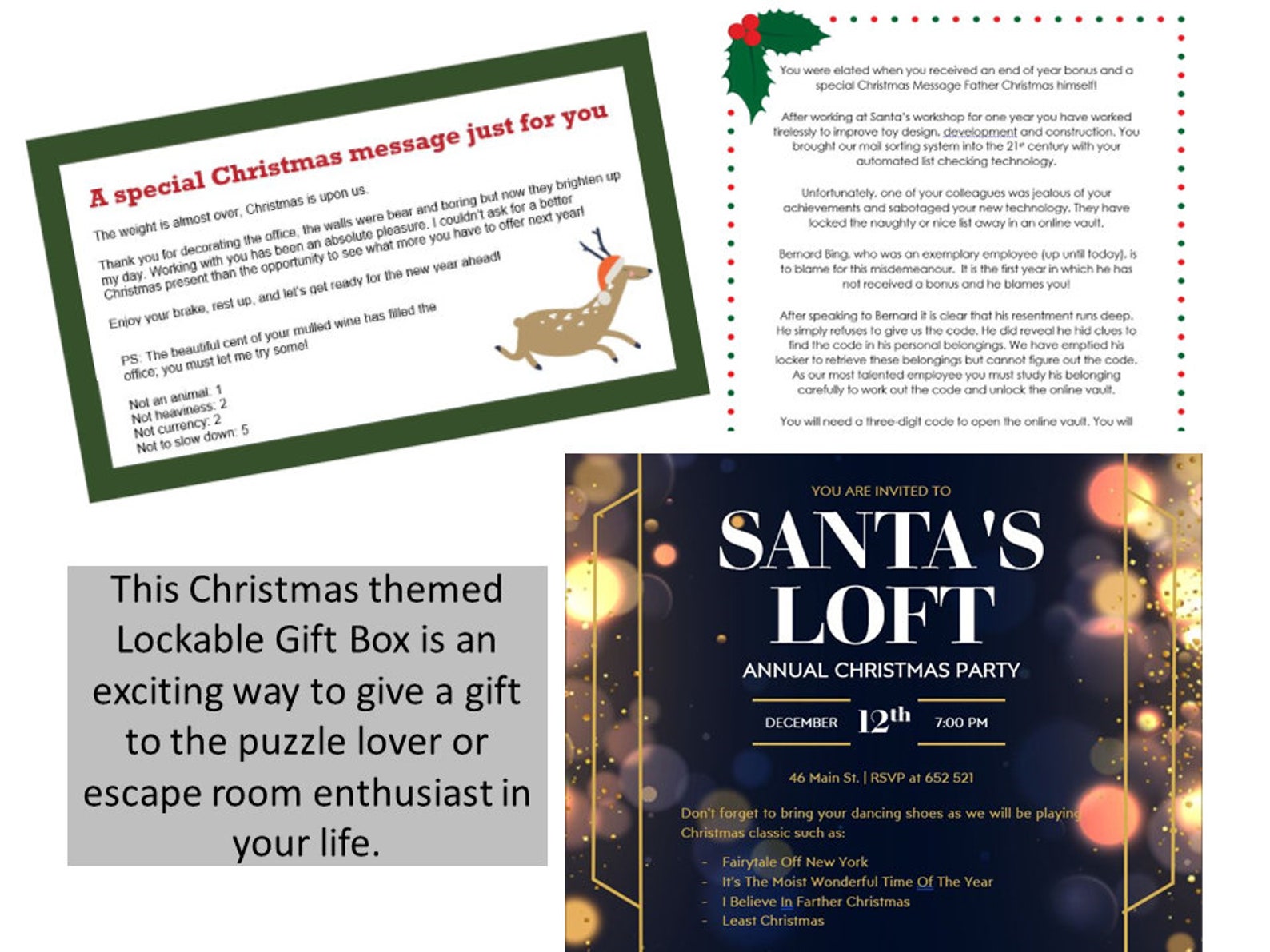 Christmas Escape Room Kit With Lockable Gift Box - Etsy UK