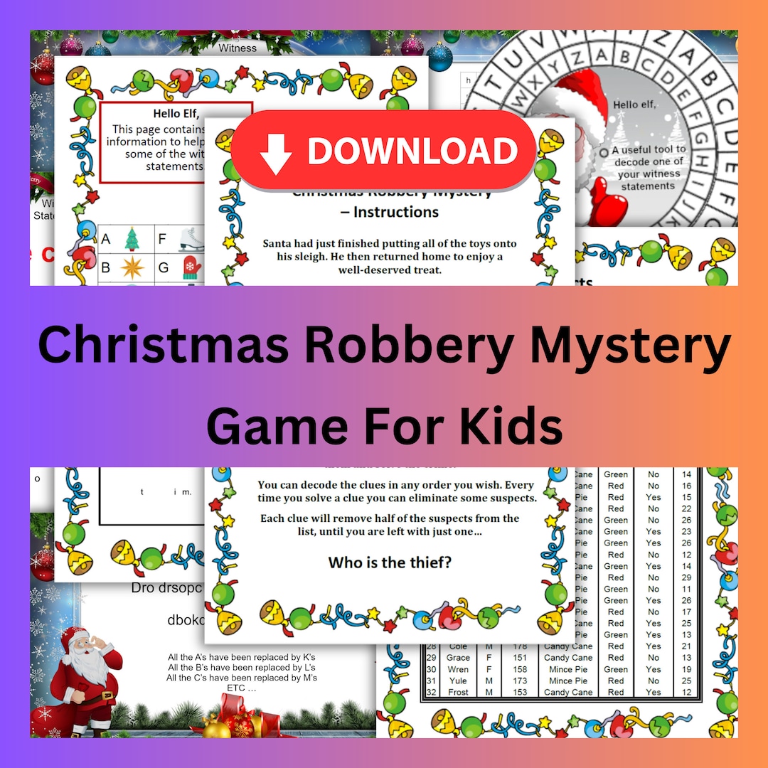 Christmas Robbery Mystery Game for Kids - Instant Download - Etsy