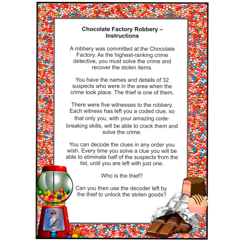 Escape Room Kit for Kids - Printable Instant Download - Chocolate ...