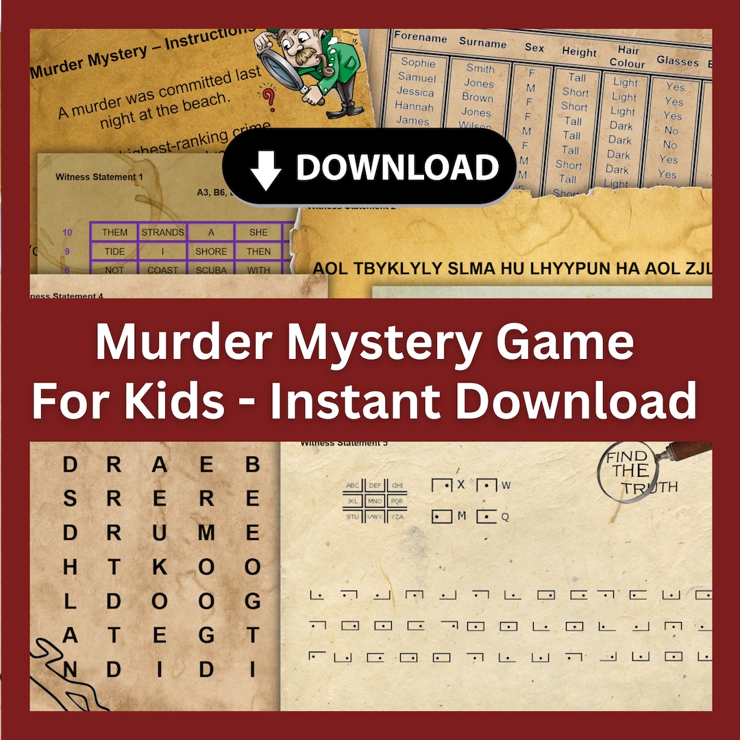 Murder Mystery Game for Kids - Instant Download - Etsy