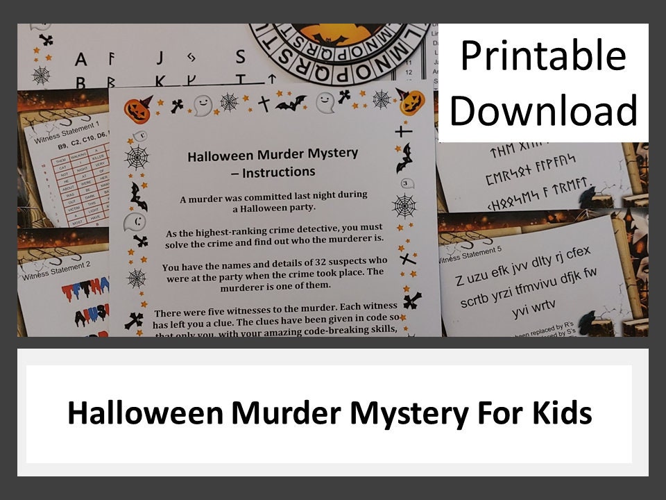 Halloween Murder Mystery Game for Kids Instant Download - Etsy
