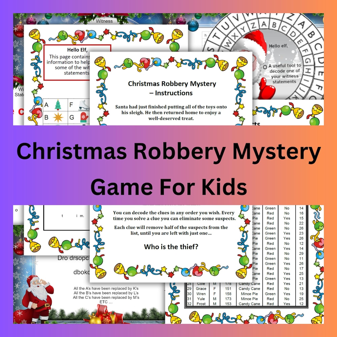 Christmas Robbery Mystery Game for Kids - Printed and Posted - Etsy UK