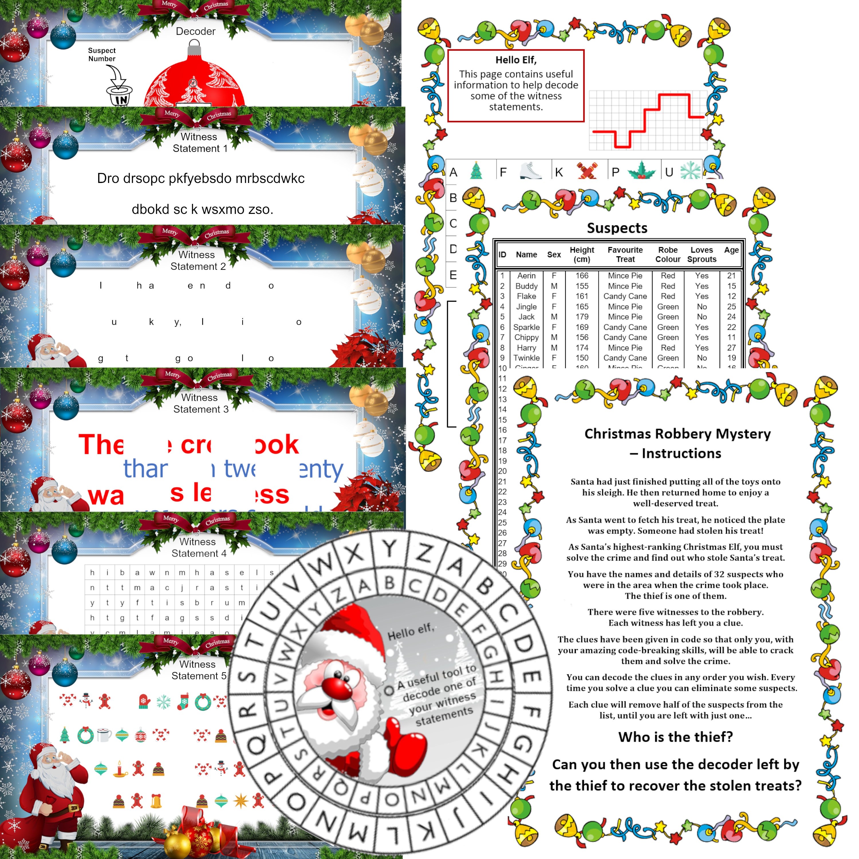 Christmas Robbery Mystery Kit for Kids Escape Room Inspired Printable ...
