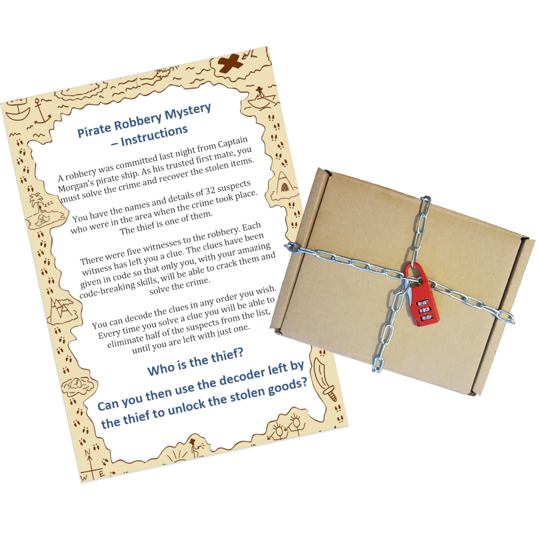 Escape Room Kit for Kids With Lockable Gift Box - Pirate Robbery ...