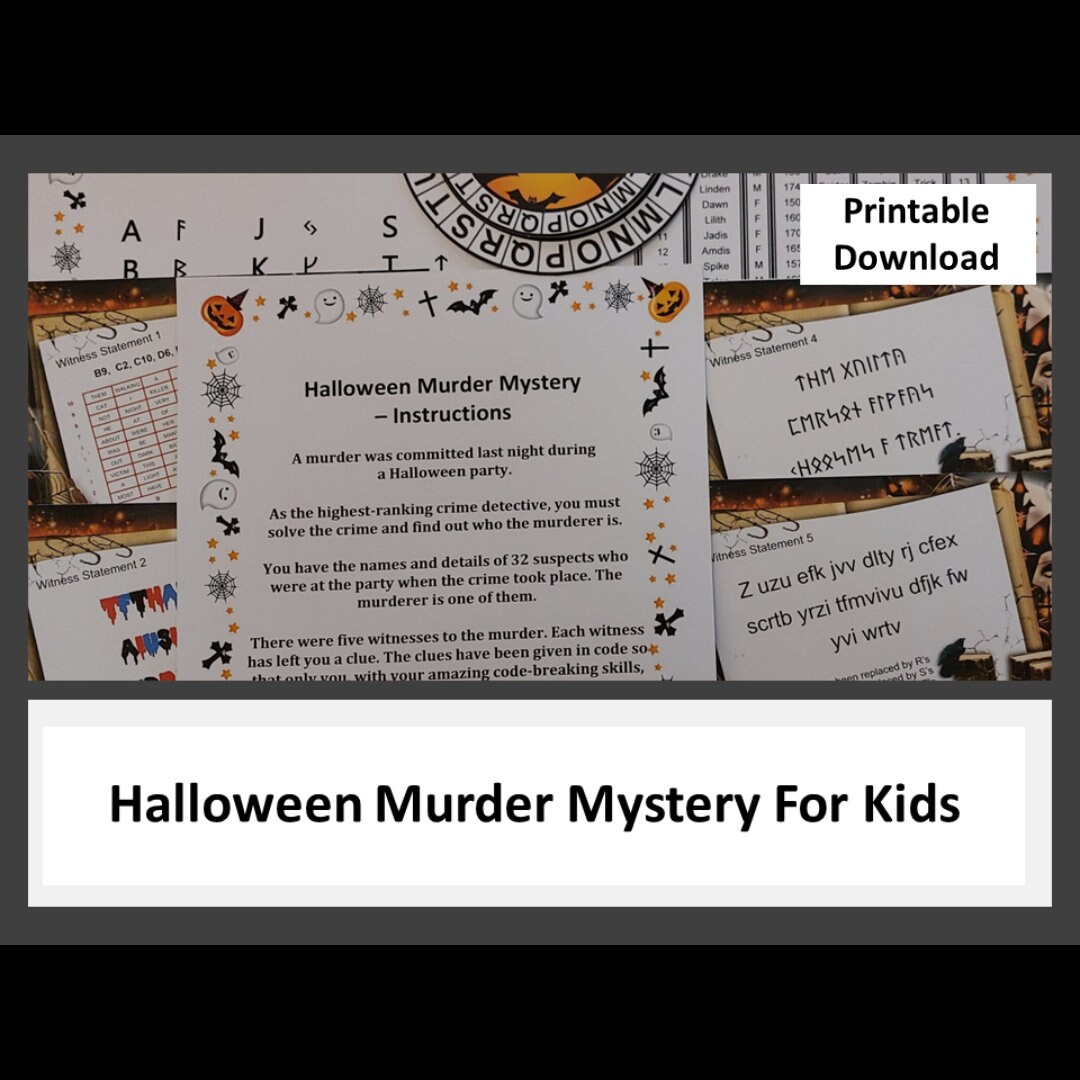 Halloween Murder Mystery Game for Kids Instant Download - Etsy