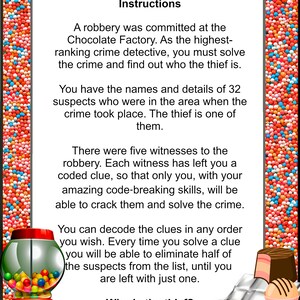 Chocolate Factory Robbery Mystery Game for Kids - Instant Download - Etsy