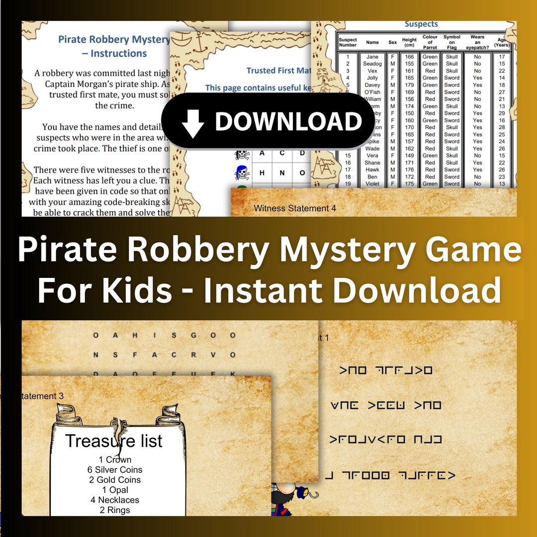 Pirate Robbery Mystery Game for Kids Instant Download - Etsy UK