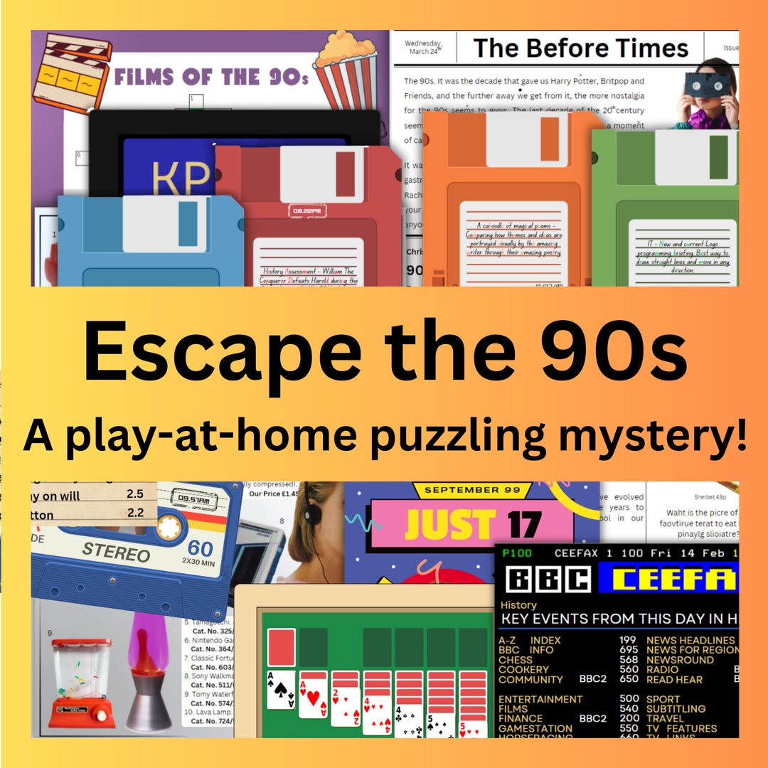 90s Escape Room Game in an Envelope - Play-at-home Puzzling Mystery! - Etsy