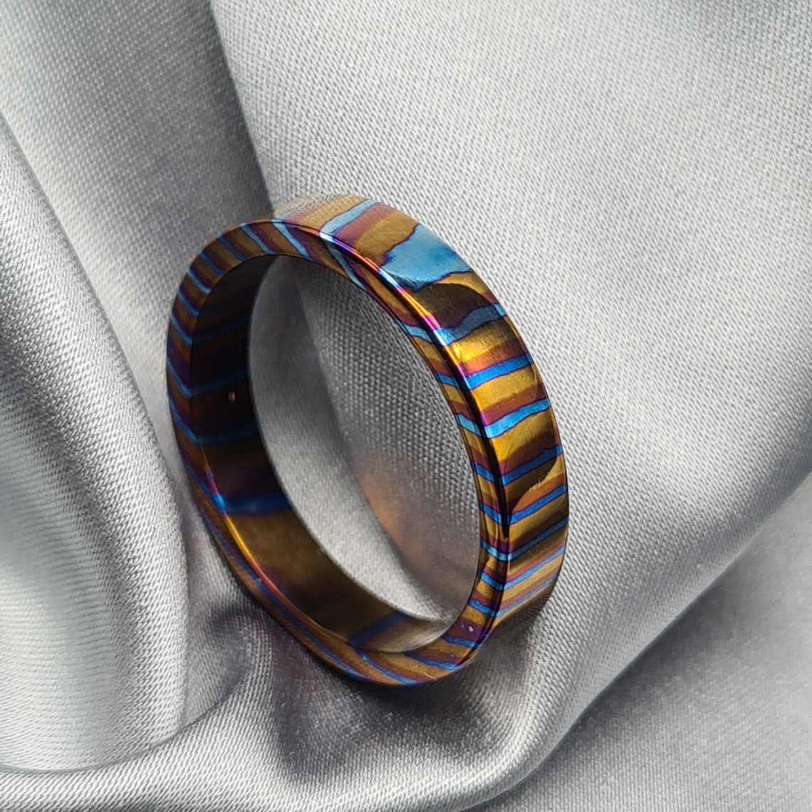 Timascus Steel Ring Titanium ring CUSTOM SIZE Zircuti Black | Etsy