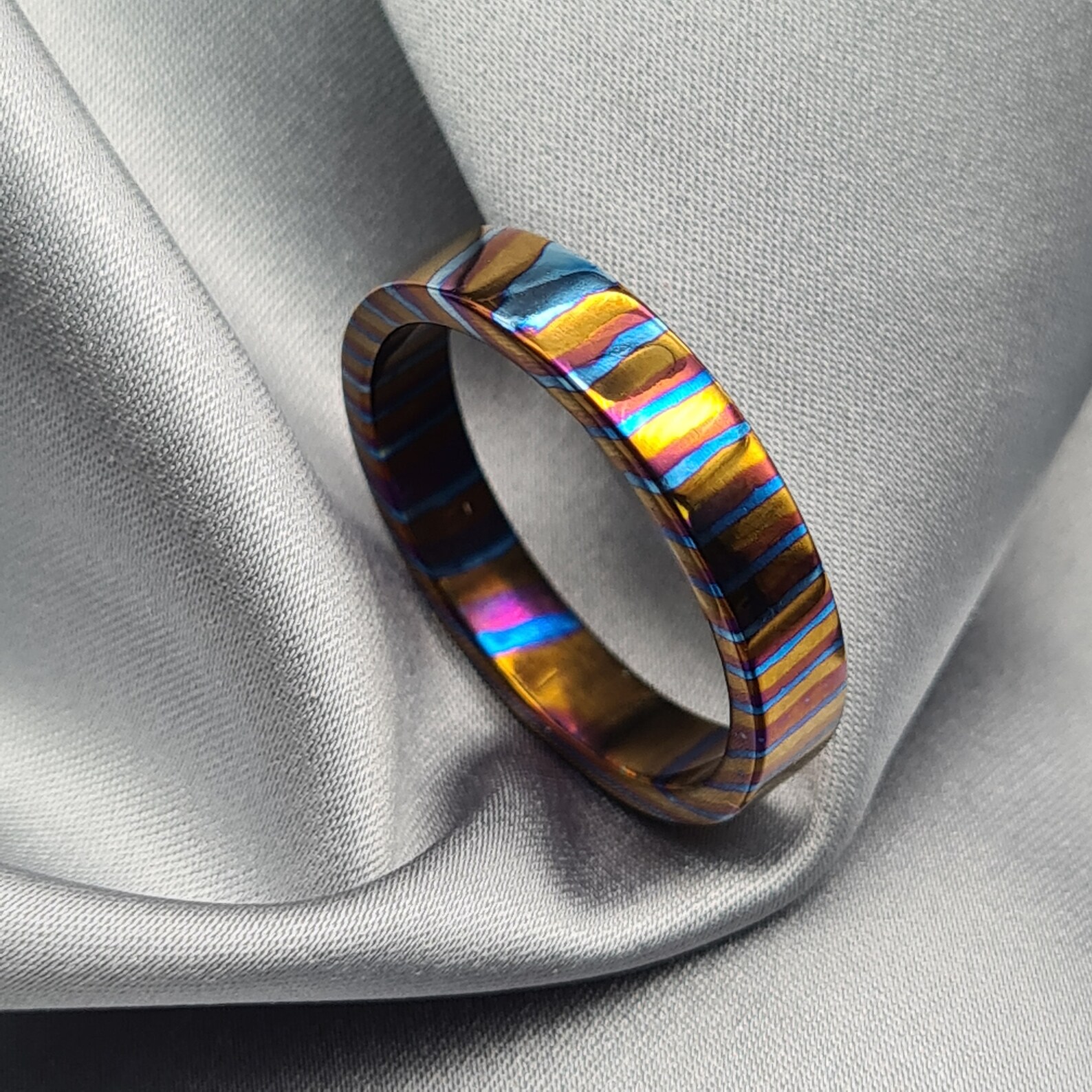Timascus Steel Ring Titanium ring CUSTOM SIZE Zircuti Black | Etsy