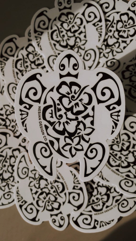 Design Weatherproof Cultural Decal Floral Tribal Turtle 2.52\u201d x 3 ...