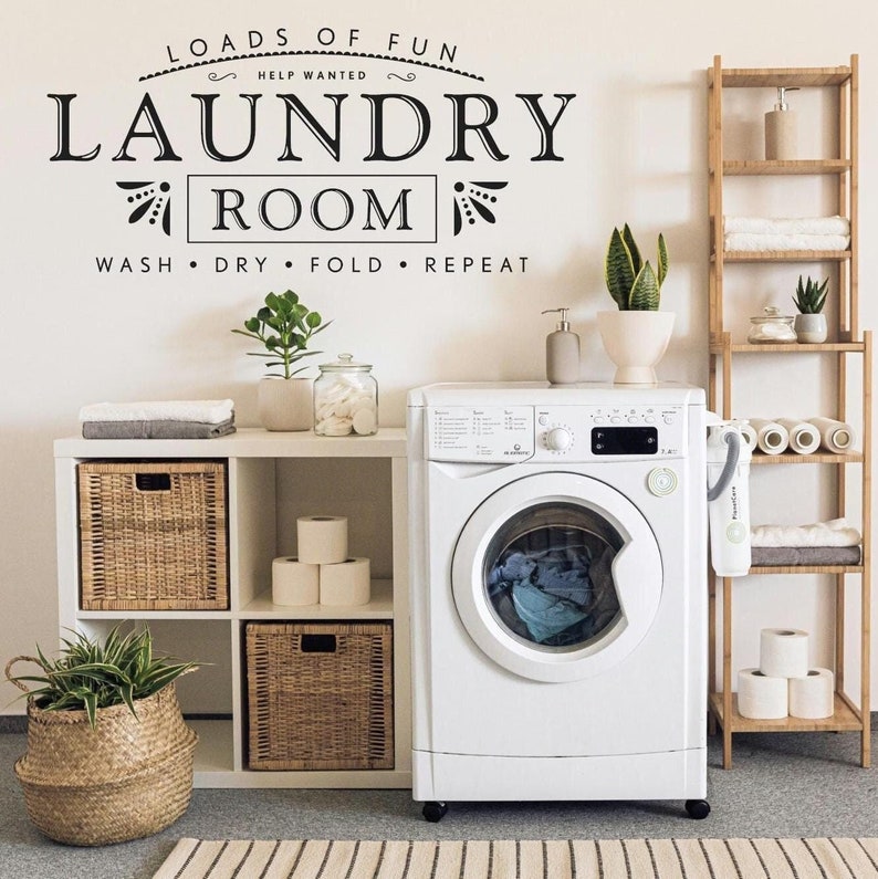 Loads of Fun Laundry Decal Sticker, Wash, Dry, Fold, Repeat Wall Decor ...