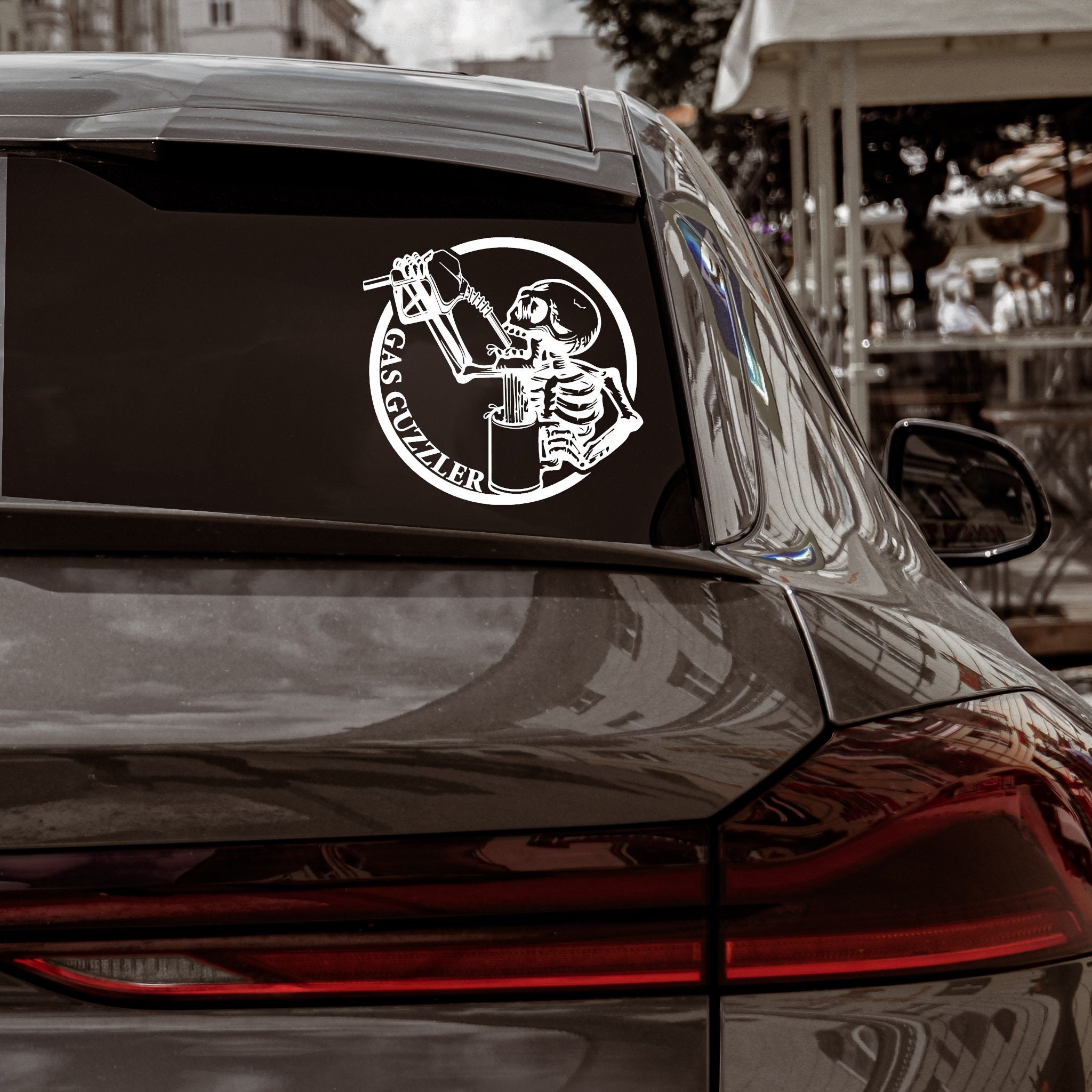 Gas Guzzler Car Sticker/ Funny Skeleton Drinking Gasoline - Etsy