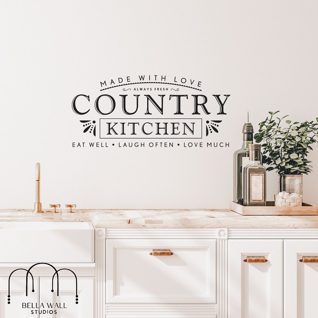 Country Kitchen Decal, Made With Love Wall Sticker, Always Fresh, Eat ...