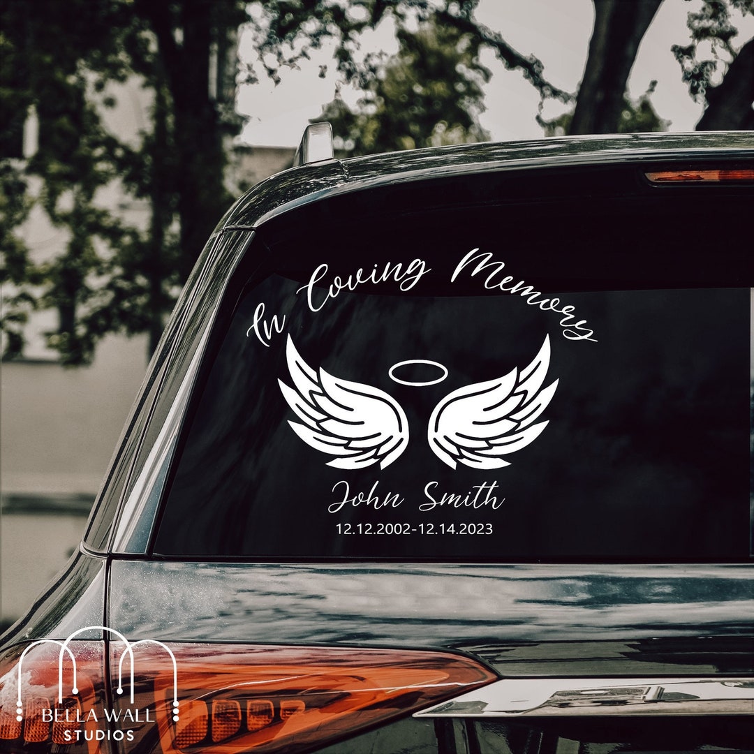 Angel Wings In Loving Memory Car Decal / Nombre personalizado - Etsy México