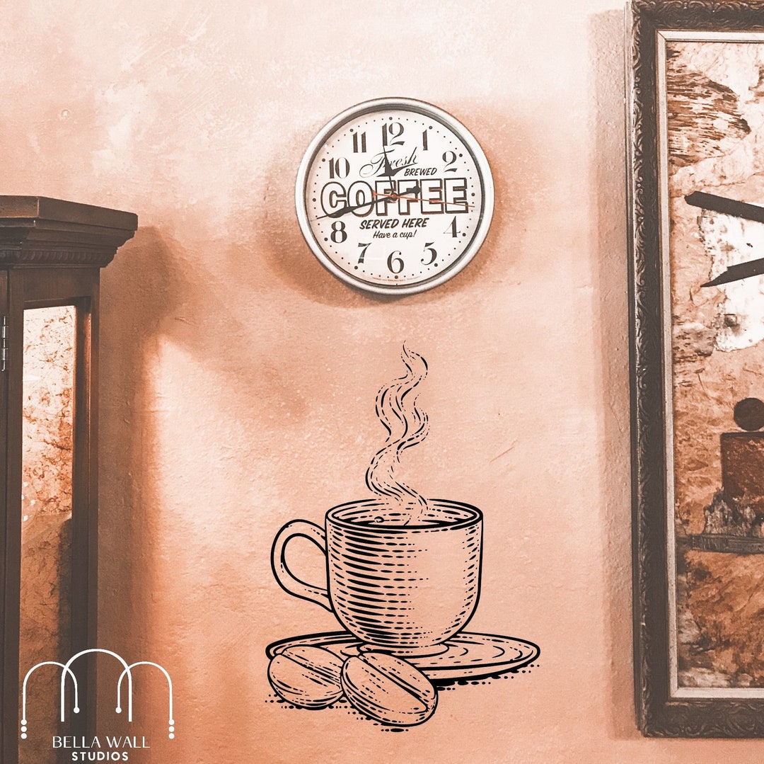 Coffee Wall Decal, Coffee Beans Kitchen Decal, Retro Modern Wall Décor ...