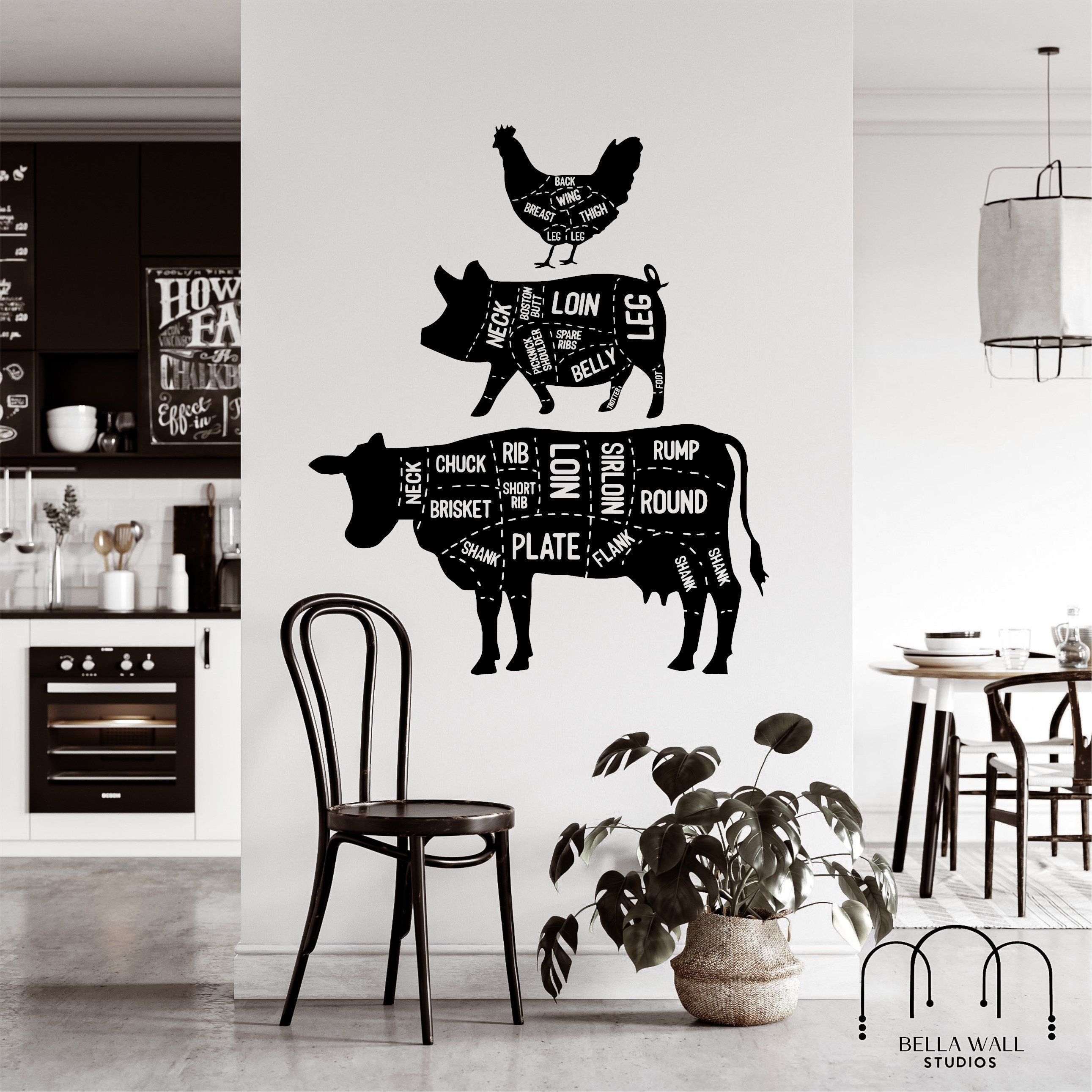 Stacked Farm Animals Kitchen Wall Decal/ Cow Pig Chicken/ - Etsy